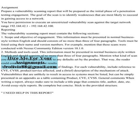 AssignmentPrepare a vulnerability scanning report that will be pre.pdf