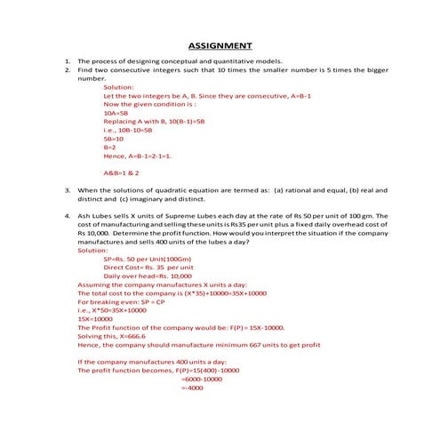 Assignment quant | PDF