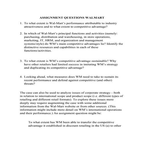 ASSIGNMENT QUESTIONS WALMART.docx