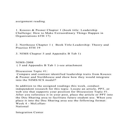 assignment reading1. Kouzes & Posner Chapter 1 (book title.docx