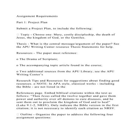 Assignment RequirementsPart 1 Project PlanSubmit a Project .docx