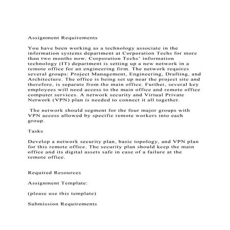 Assignment RequirementsYou have been working as a technology | PDF