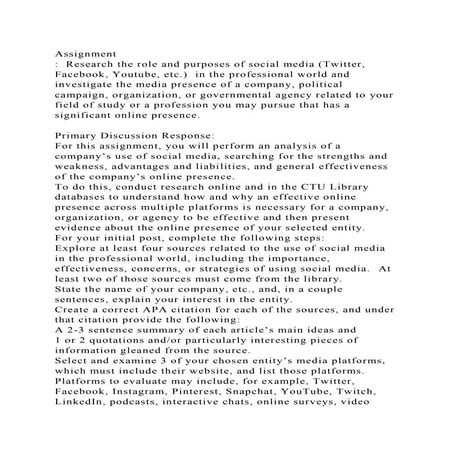 Assignment Research the role and purposes of social media (Twitt.docx ...