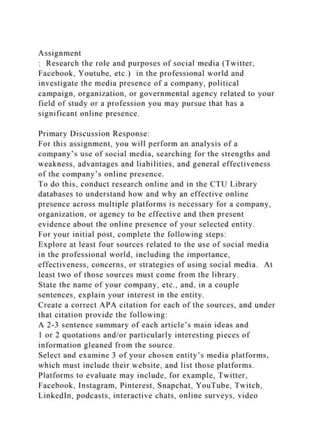 Social media audit assignment for social media class | PDF | Social ...