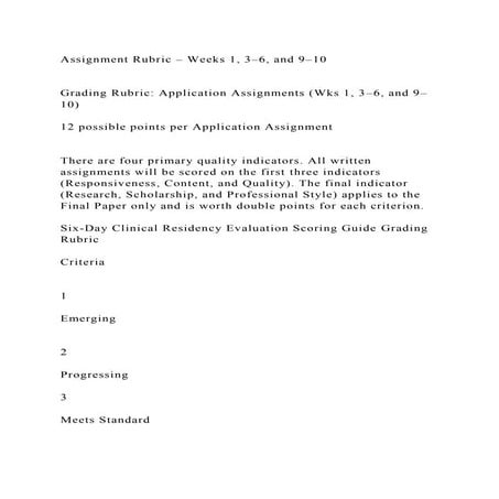 Assignment Rubric – Weeks 1, 3–6, and 9–10Grading Rubric Appl.docx