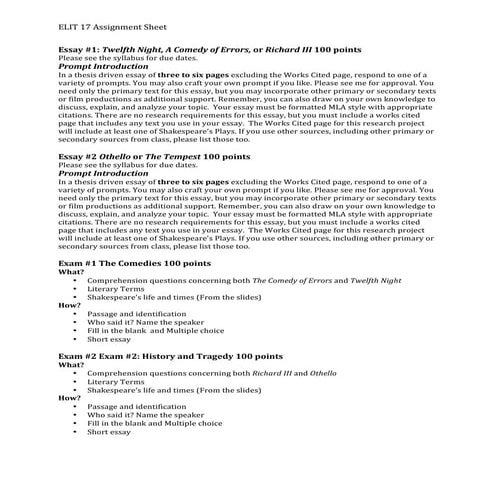 Assignment sheet | PDF