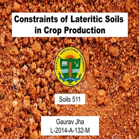 Lateritic Soils and Constraints in crop production | PPTX