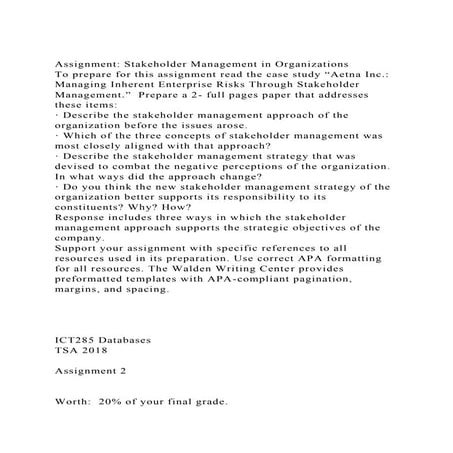 Assignment Stakeholder Management in OrganizationsTo prepare fo.docx