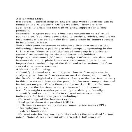 Assignment Steps Resources Tutorial help on Excel® and Word fun.docx ...