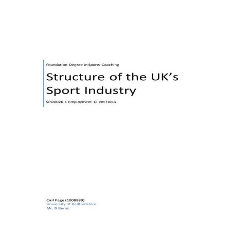 Structure of the UK’s Sport Industry | DOCX