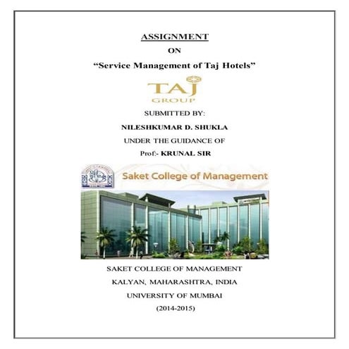 Assignment taj hotels services by nilesh shukla | DOCX