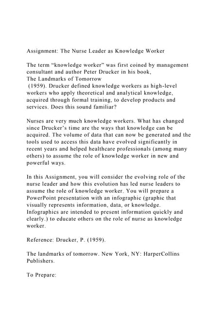 The Nurse Leader as Knowledge Worker 2 DQ.docx