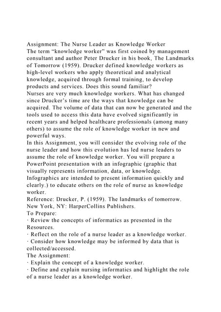 The Nurse Leader as Knowledge Worker 2 DQ.docx