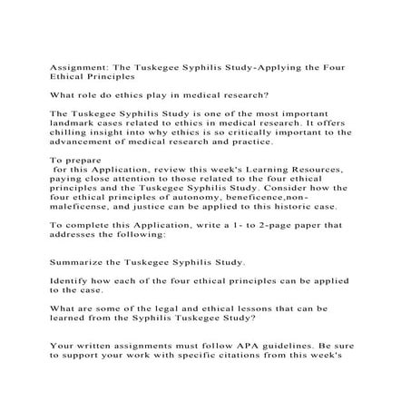 Application The Tuskegee Syphilis Study-Applying the Four Ethical.docx