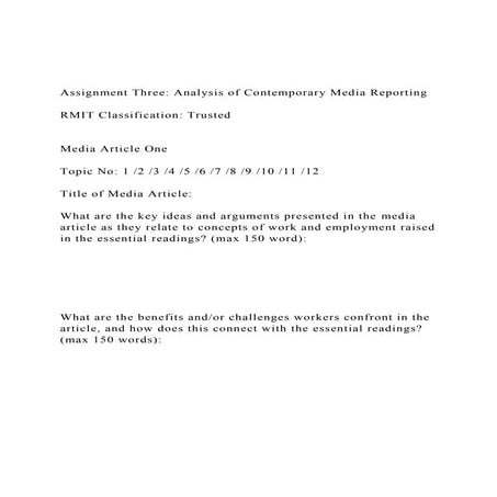 Assignment Three Analysis of Contemporary Media Reporting | PDF