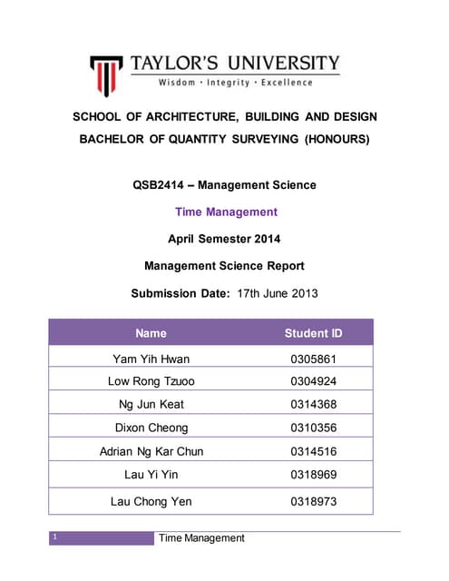 Time Management Report | DOCX | Homework and Study | Education