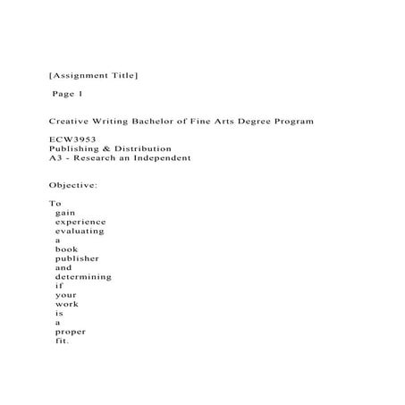 [Assignment Title] Page 1 Creative Writing Bachelo.docx | Publishing ...