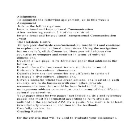AssignmentTo complete the following assignment, go to this weeks .docx