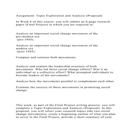 Assignment Topic Exploration and Analysis (Proposal)In Week 6 o.docx