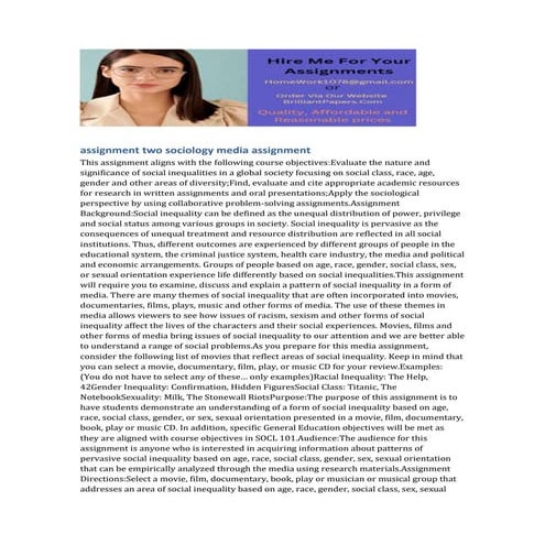 assignment two sociology media assignment.docx