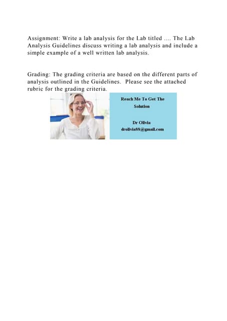 Assignment Write A Lab Analysis For The Lab Titled The Lab Ana Pdf