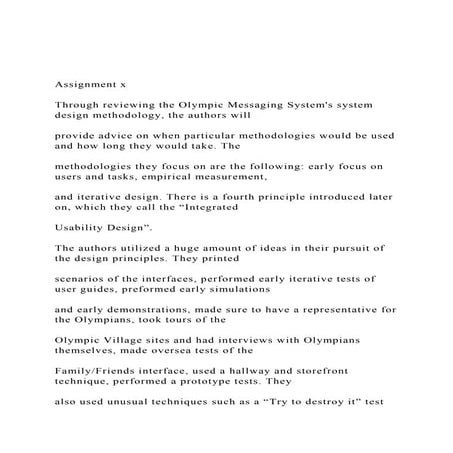 Assignment x Through reviewing the Olympic Messaging Syste.docx