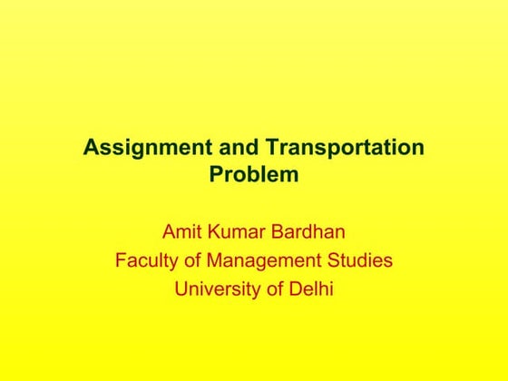 Transportation Problem- Stepping Stone Method | PPTX