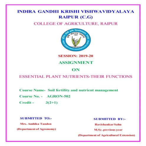 ESSENTIAL PLANT NUTRIENTS-THEIR FUNCTIONS | DOCX