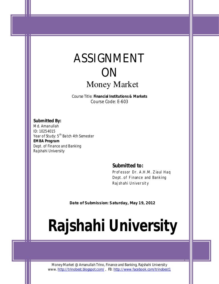 Assingment on money market