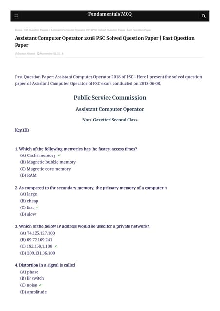 COPA CTI Entrance Exam Question (CITS Questions) | PDF