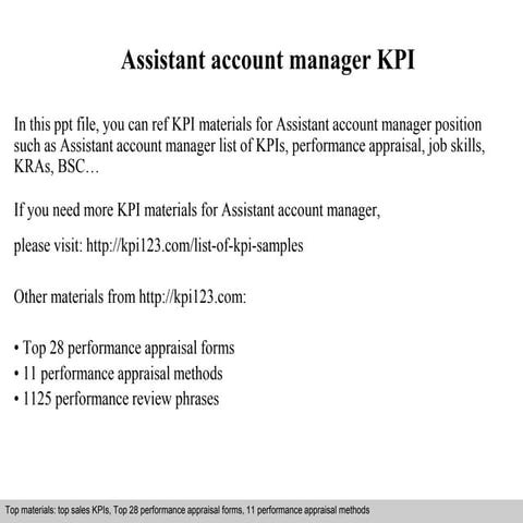 Assistant account manager kpi | PPT