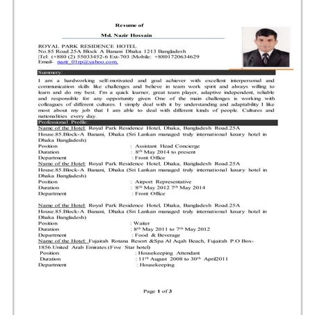 Assistant head Concierge | PDF