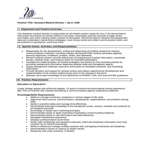 Assistant Medical Director | DOCX