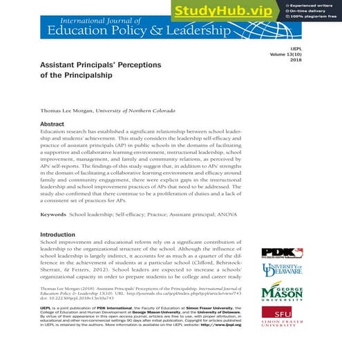 Assistant Principals Perceptions Of The Principalship | PDF