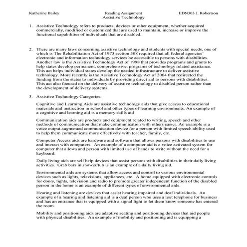 Assistive technologies reading assignment | PDF