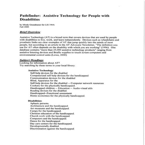 Assistive Technology Pathfinder | PDF