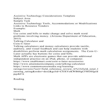 Assistive Technology Considerations TemplateSubject AreaSample.docx