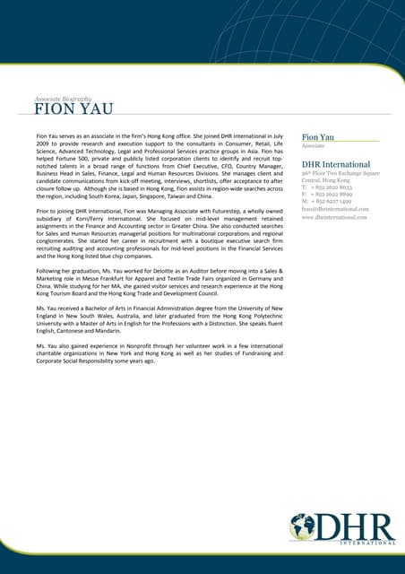 Fion Yau Biography - DHR International | PDF