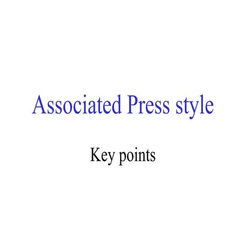 Basics of Associated Press style | PPT
