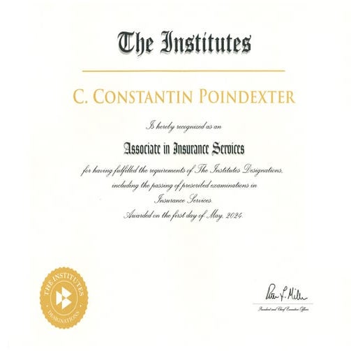 Associate in Insurance Services (C. Constantin Poindexter).pdf