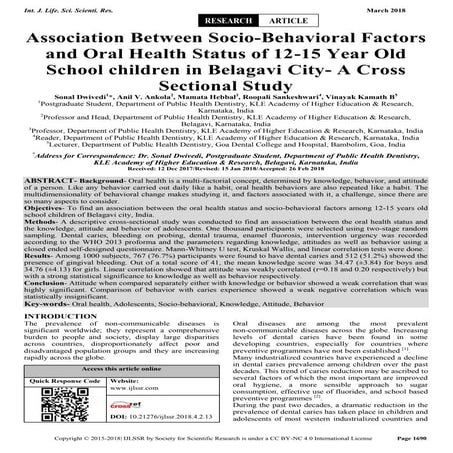 Association between socio behavioral factors and oral health status of ...