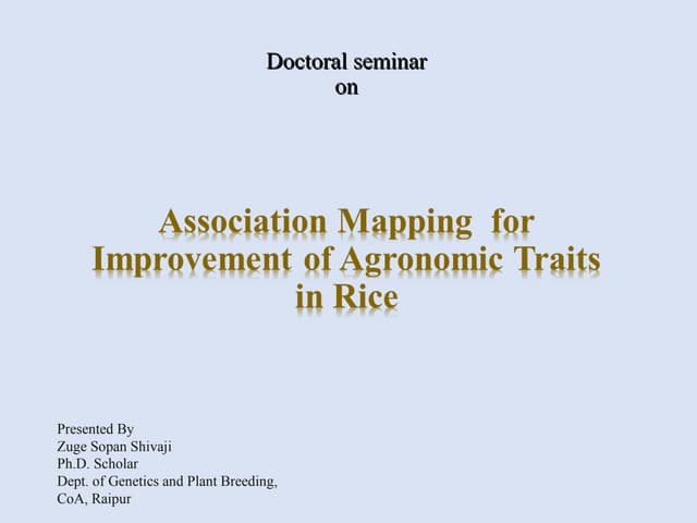 Introduction To Association Mapping And Tutorial Using Tassel Ppt