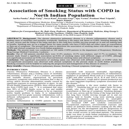 Association of smoking status with COPD in north indian population | PDF
