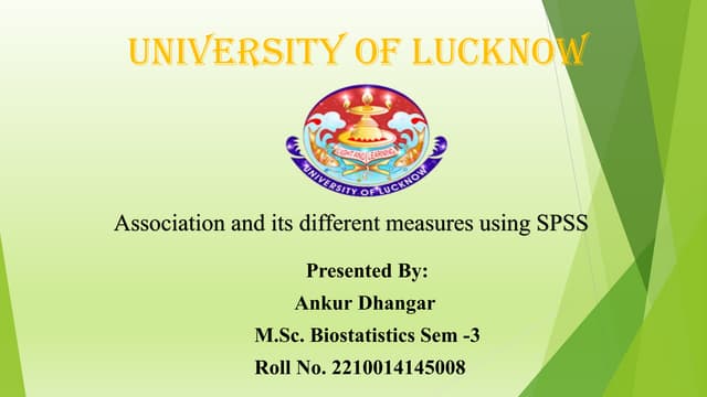 Association And Its Different Measures Using Spss Ppt