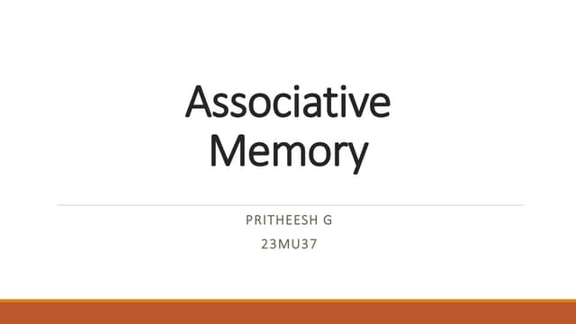 Associative Memory In Computer Architecture Ppt
