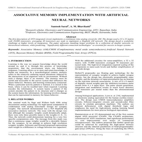 Associative memory implementation with artificial neural networks | PDF