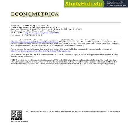 Assortative Matching And Search | PDF