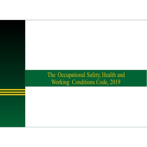The Occupational Safety, Health and Working Conditions Code, 2019 | PDF