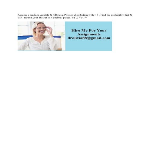 Assume A Random Variable X Follows A Poisson Distribution With 4 Finpdf 