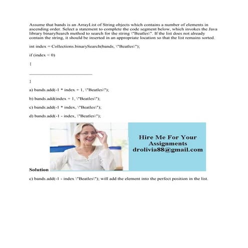 Assume That Bands Is An Arraylist Of String Objects Which Contains A N Docx